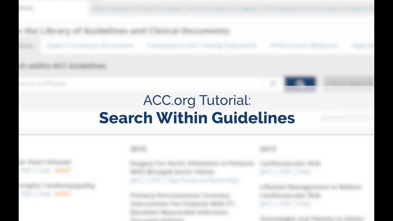 ACC.org Tutorial: Search Within Guidelines