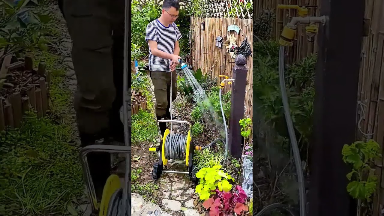 No More Tangled Hoses! Garden Hose Reel Storage Solution #shorts #gardening #tools #storage #diy