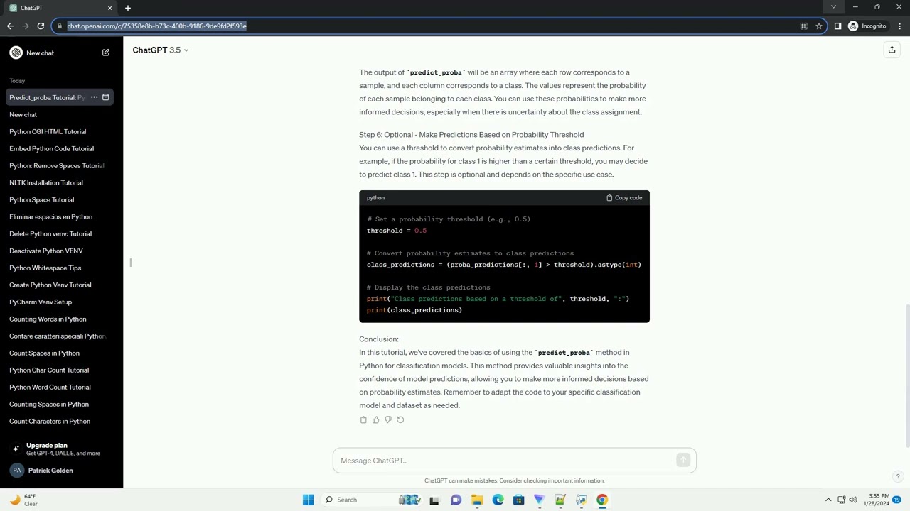 how to use predict proba in python