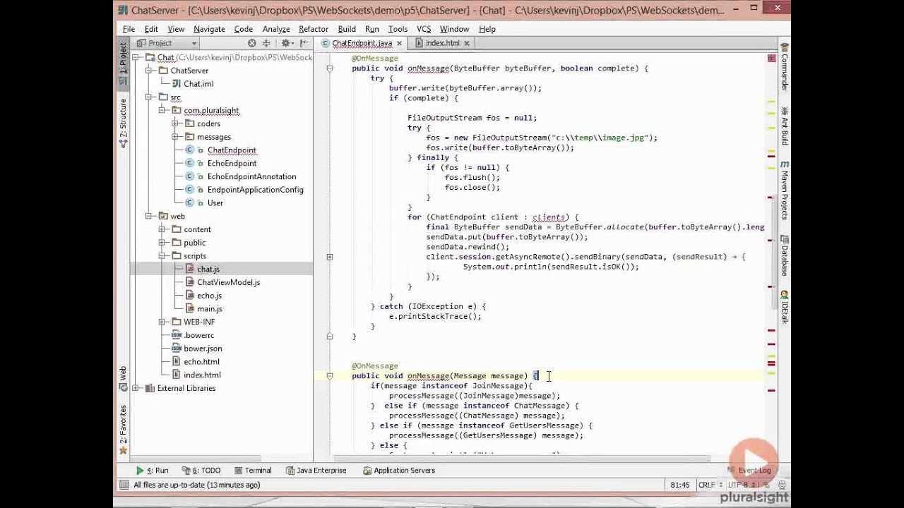 22 Intro to the Java API for WebSockets Using Path Parameters in a Java WebSocket Server
