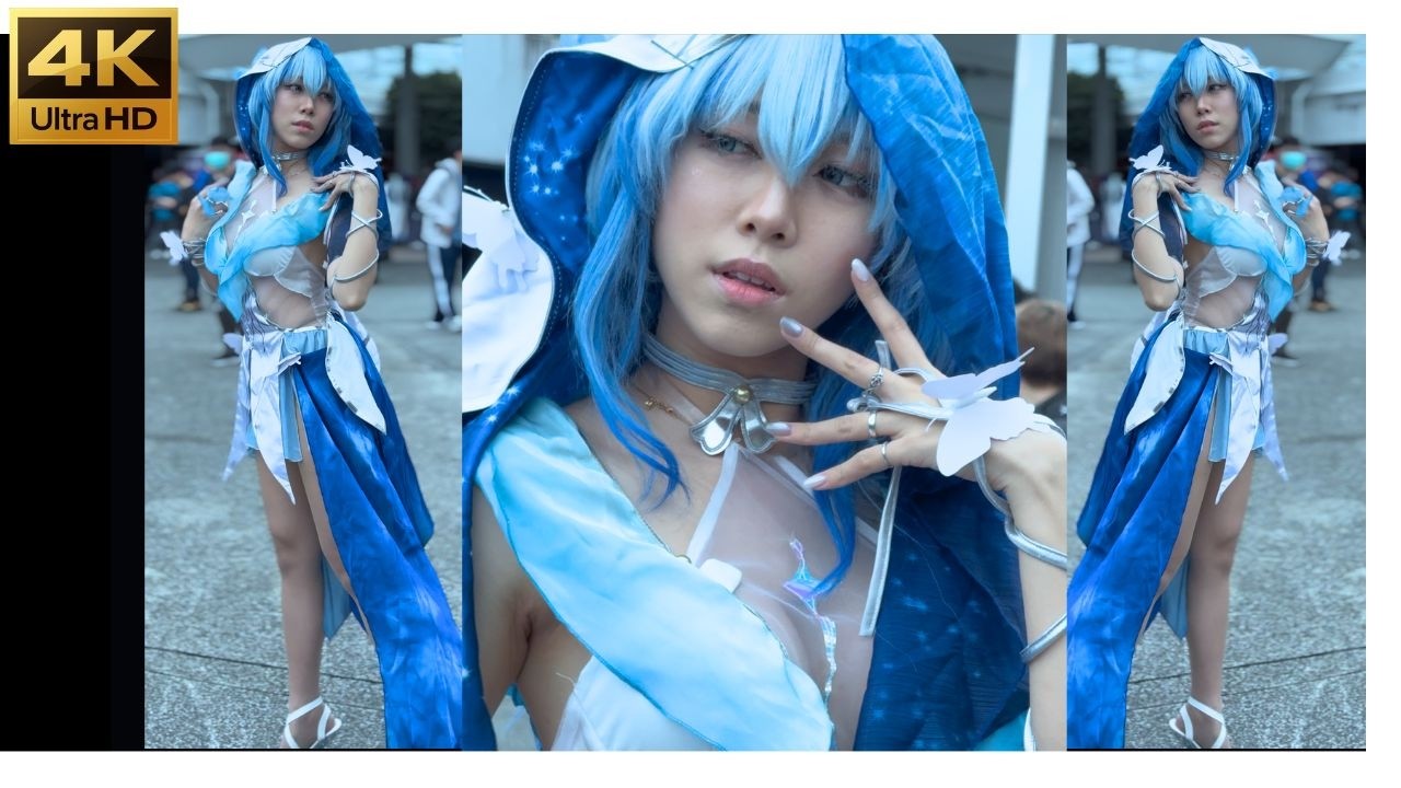 Cosplay 4K - Beautiful Water Elf Girl | 水色の衣装が美しい水の妖精！清純な美少女 | 코스프레 コスプレ 震撼