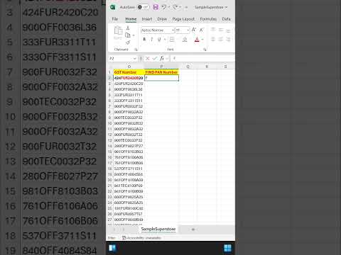 Use Of flash fill In Excel | Find Pan No In GST No | #shorts #shortsfeed #trendingshorts #excel