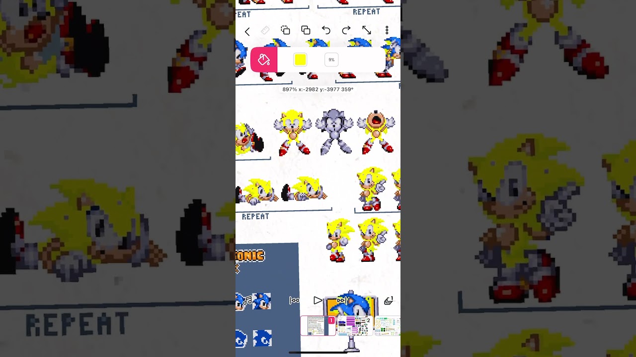 Making my own sonic sprites the first time!