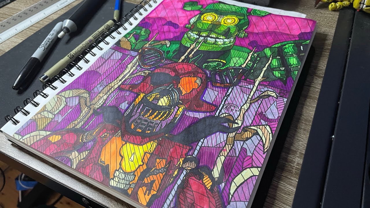 Drawing Grim Foxy and Dreadbear - Timelapse