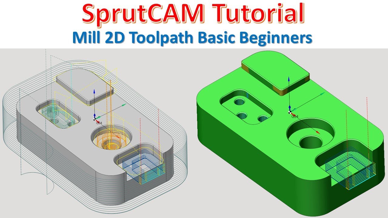 SprutCAM Tutorial #63 | Milling 2D Basic Beginnners Toolpath Machining