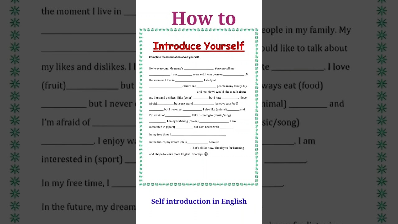 self introduction in english ||introduce yourself in interview || self introduction #shorts