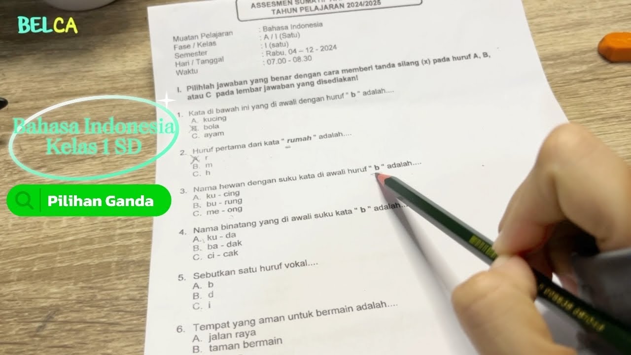 Bahas soal ulangan semester 1 kelas 1 SD tahun 2024 2025