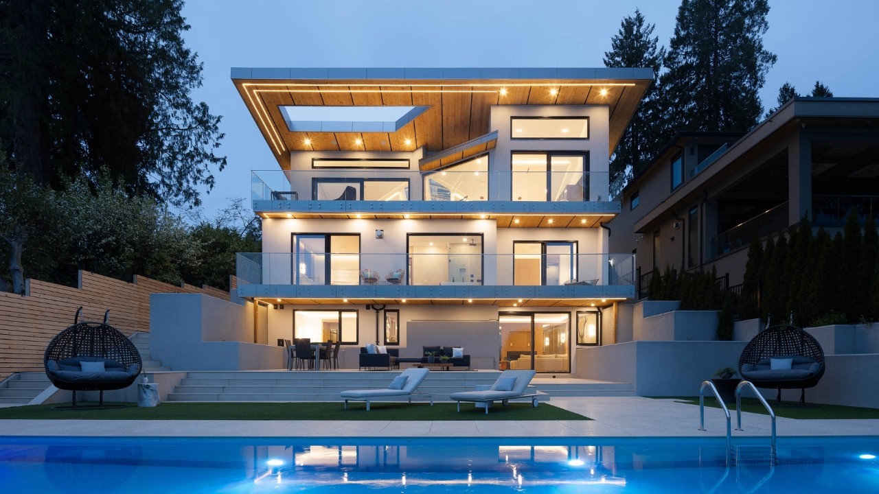 Architectural Contemporary Home with Skylight, Butterfly Roof & Views in West Vancouver, BC | $8.38M