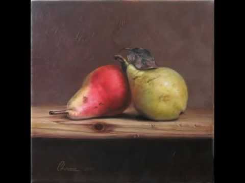 Oil painting realism still life pears Daniel C. Chiriac fine art