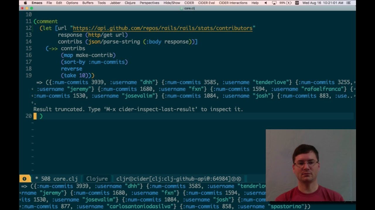 Clojure for Rubyists - accessing the GitHub API
