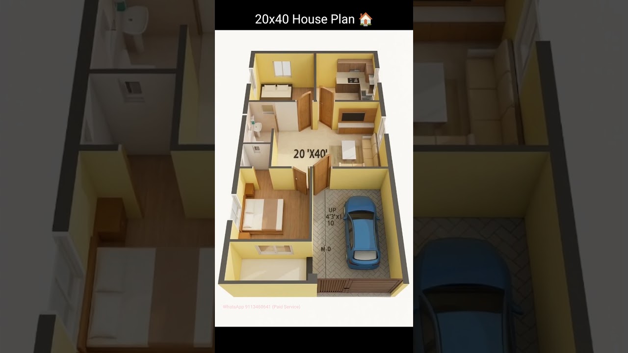 20x40 House Plan with car parking #home #houseplan #homedesign #house #homedesign