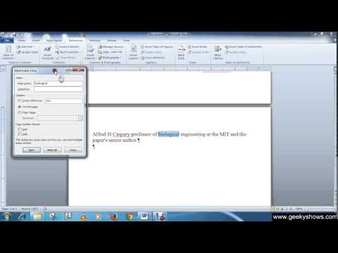 Learn Microsoft Office Word 2010 Creating an Index of Document - Mind ...