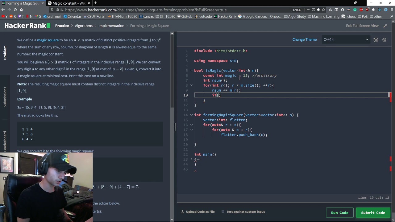 HackerRank Live Solve - Medium (Magic Square)
