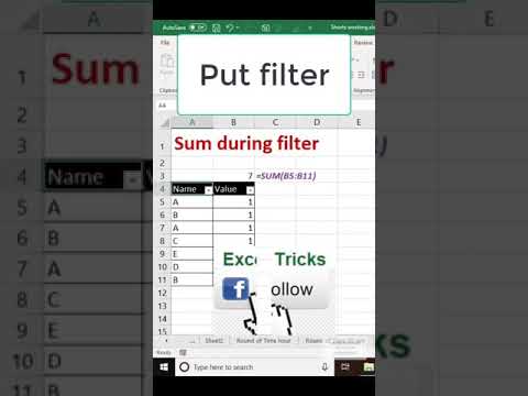 Sum during filter in excel