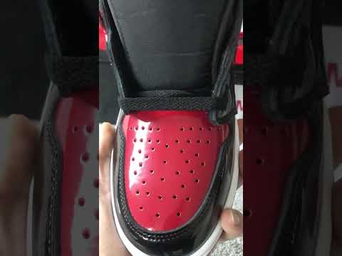 Yupoo Air Jordan 1 High OG "Bred Patent" AJ1 高帮 黑红金人吊牌 货号:555088-063 size :36-46
