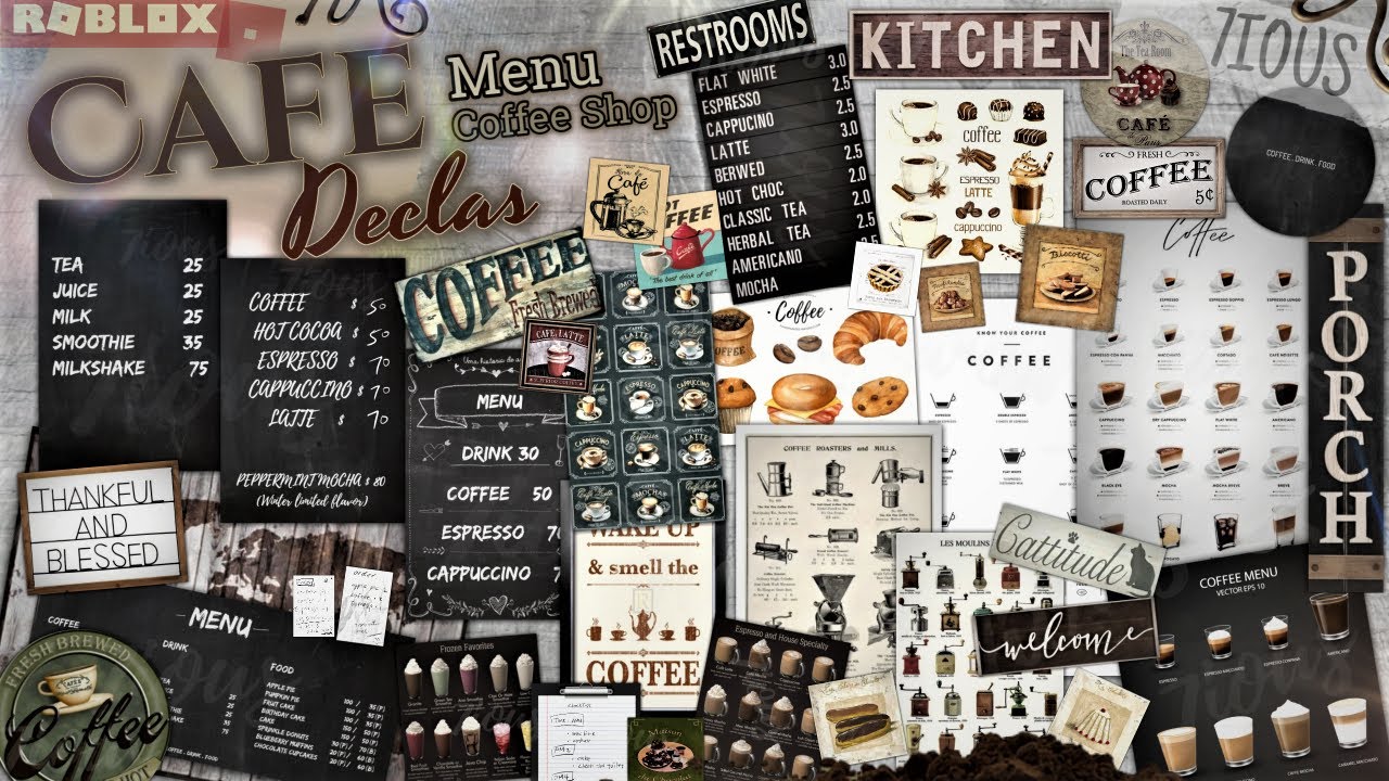 Decals Codes Cafe / Coffee Shop & Menu | Decals Ids | Bloxburg ROBLOX