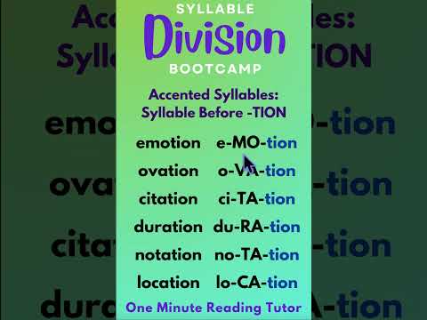 3 Syllable Words Ending in TION - Syllable Division #americanenglish #americanaccent #readingenglish