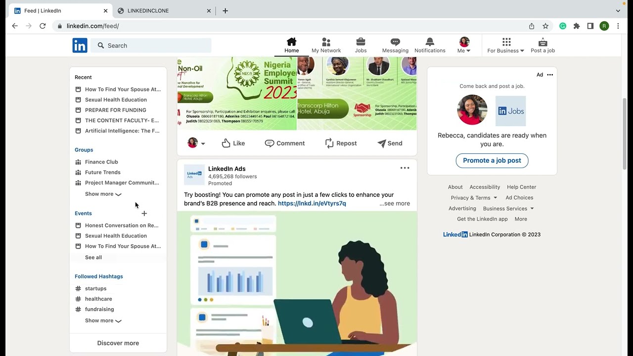 LinkedIn clone using HTML and CSS