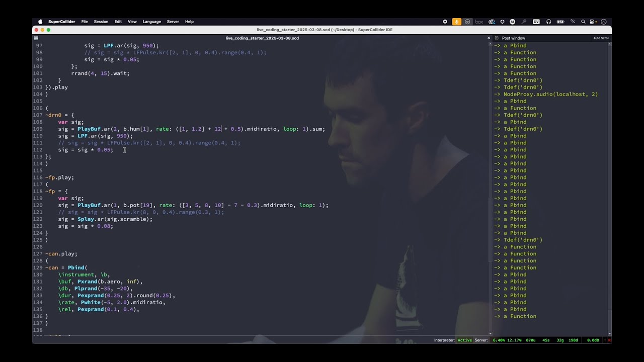 SuperCollider Live Coded Improvisation - 15 March 2025