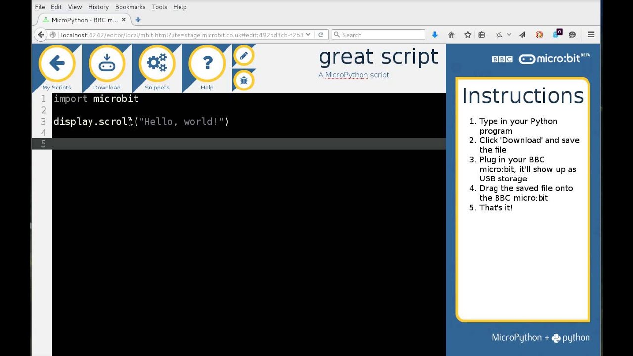 The Python Editor In Touch Develop
