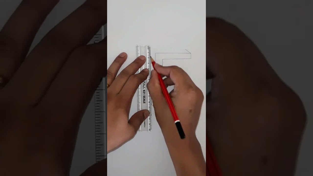 #cara menggambar huruf E dengan seni 3D #seni garis #menggambar #3D