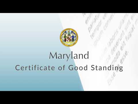 Maryland - Certificate of Good Standing