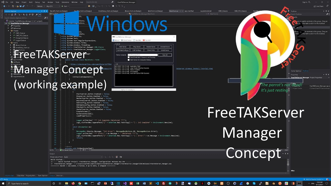 FreeTAKServer Windows Manager Concept