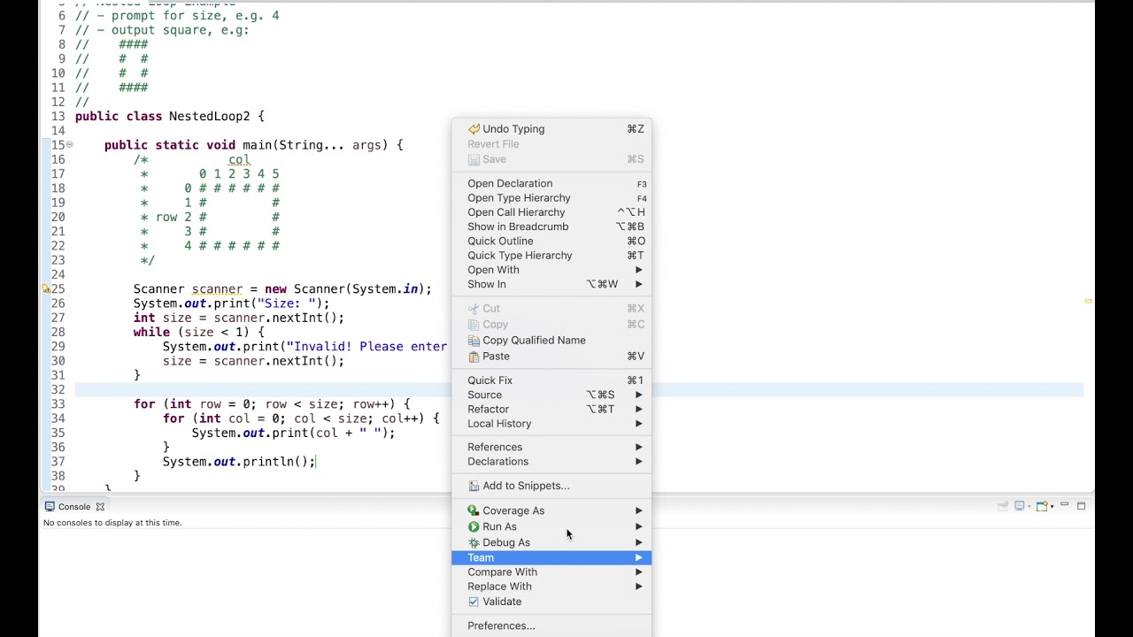 Java Tutorial: Nested Loops - Implementing a Square