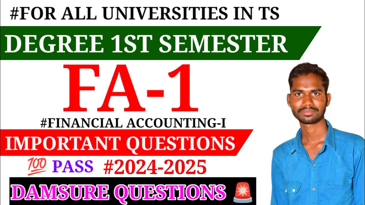DEGREE 1ST SEMESTER FA-1 IMPORTANT QUESTIONS FINANCIAL ACCOUNTING-1 BCOM DAMSURE QUESTIONS 🚨💯PASS OU