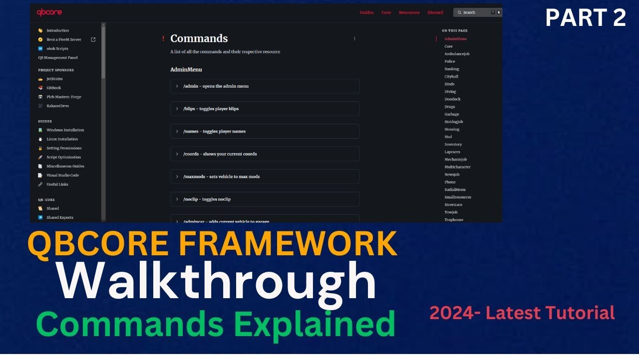 QBCore Framework - Basic Commands and Information | Vehicle Spawn | Job Grade | QBCore Tutorials #3