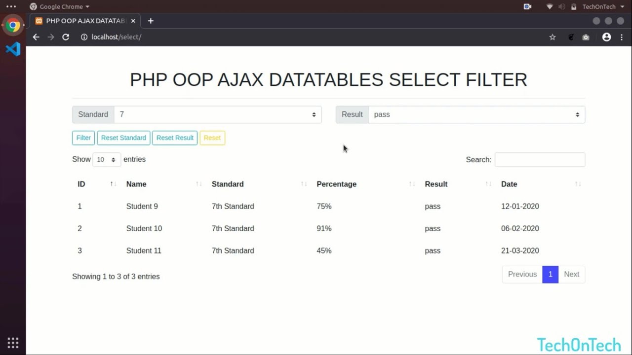 PHP AJAX DATATABLES SELECT FILTER