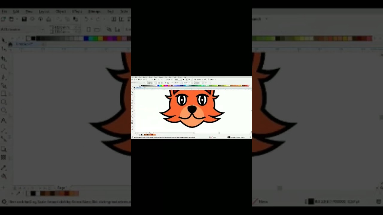 drawing vector cartoon cute cat using coreldraw #shorts