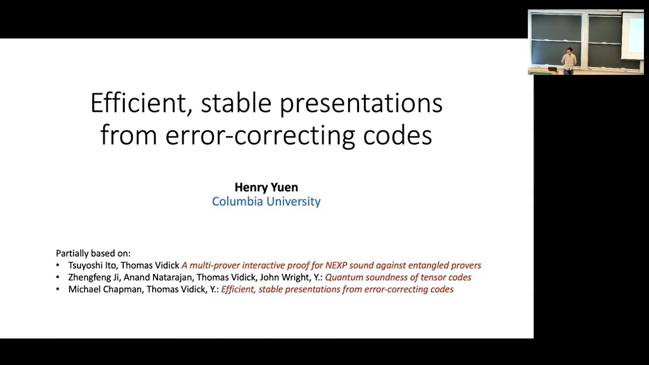 Efficient, stable presentations from error-correcting codes