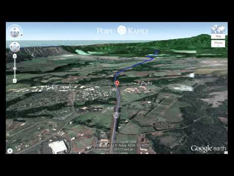 Google Maps view of drive from Lihue airport to Poipu Kapili Resort