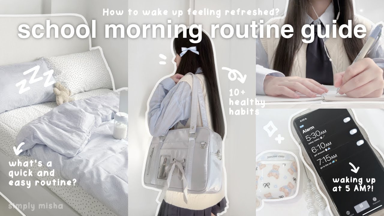 SCHOOL MORNING ROUTINE GUIDE 🐰🕒:5:00 AM easy,best habits,skincare+fast grwm | @aelfriceden_official 