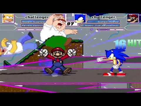 MUGEN - Homer Simpson & Peter Griffin VS Super Mario & Sonic The Hedgehog