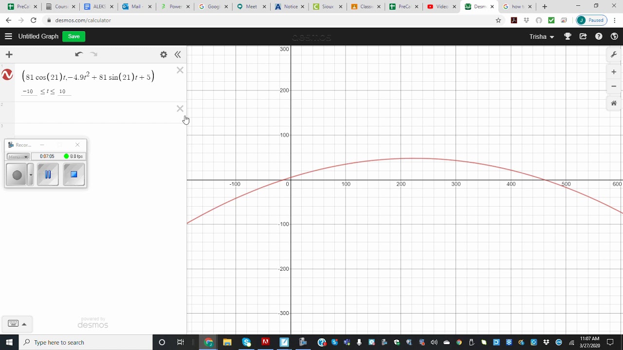 word problems involving parametric equation for projectile motion:problem type 1