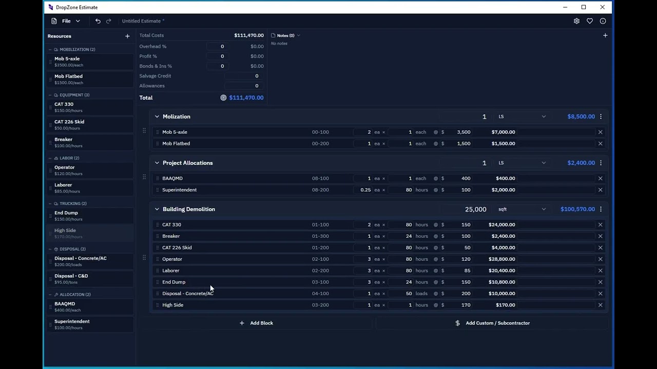 DropZone Estimate Tutorial