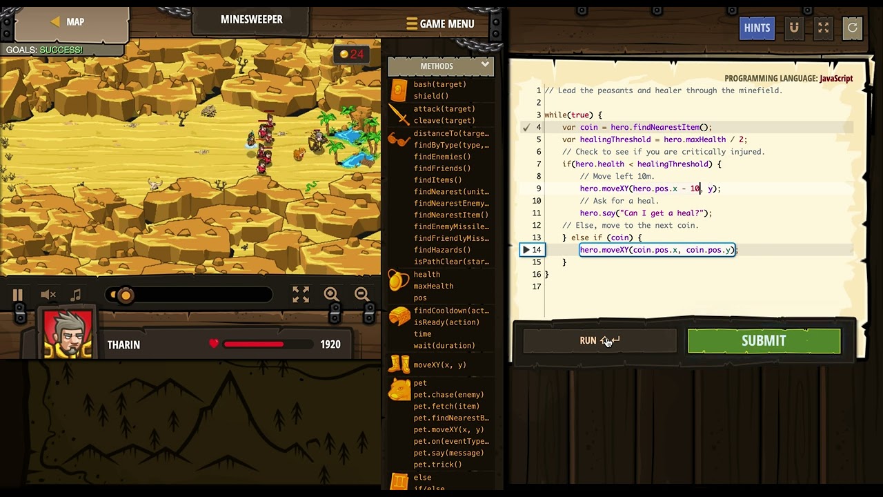 CodeCombat - Minesweeper - JavaScript