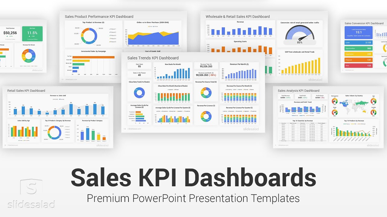 Sales KPI Dashboards PowerPoint Templates Designs | SlideSalad