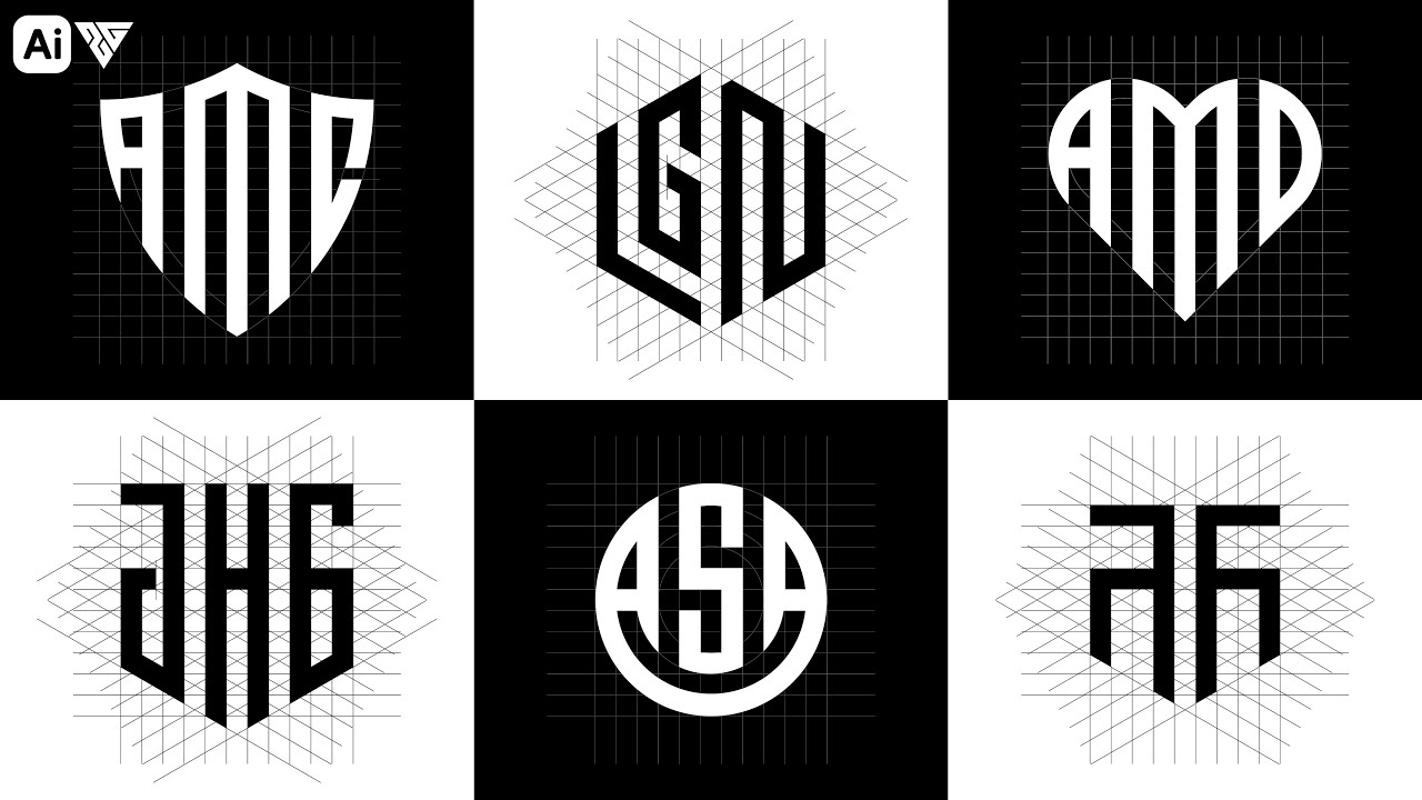 Easy 6 Grid Logo Design Process On Same Lines | Adobe Illustrator Tutorial