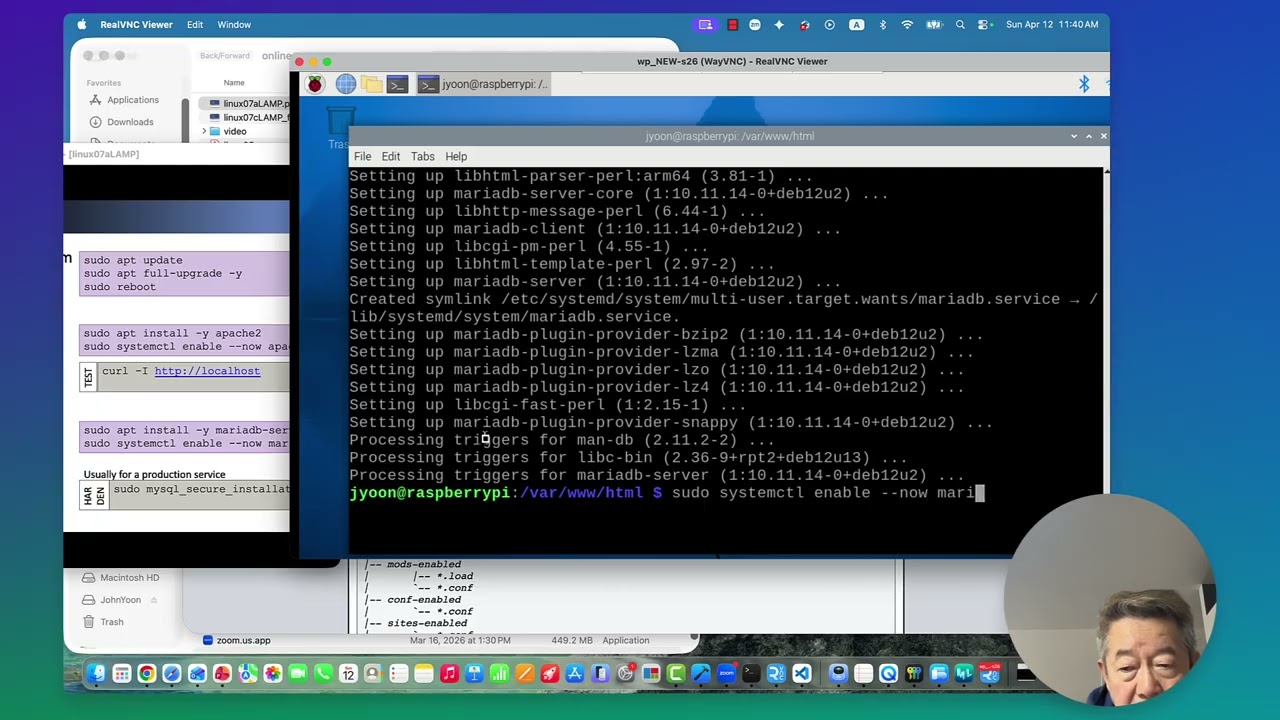 Apache web server installation on Raspberry Pi and web services from a backend database