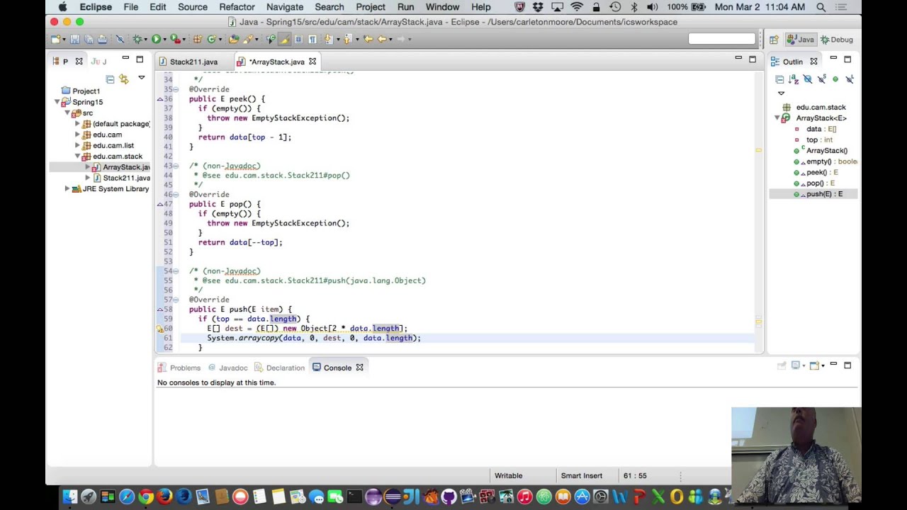 Array Stack Quiz Solution