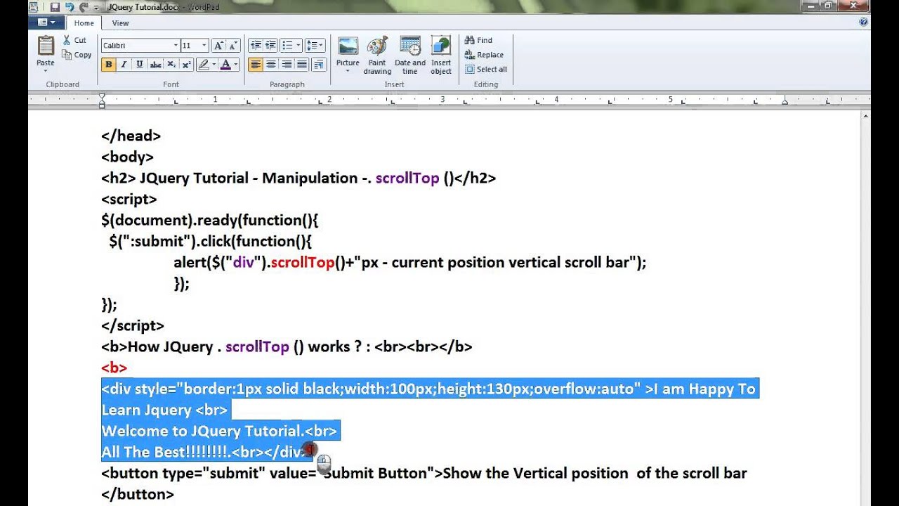 SCROLLTOP METHOD JQUERY DEMO