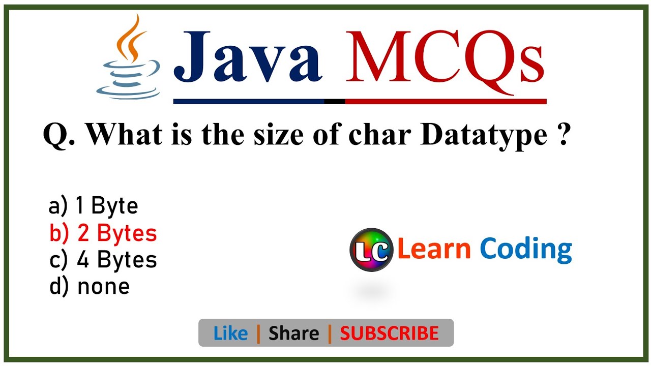 Part-2 Java MCQs | Java MCQ's for TCS Interview | Learn Coding