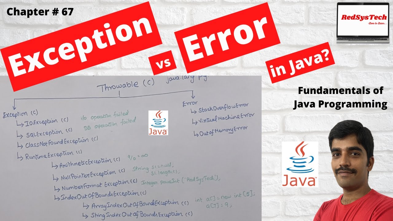 # 67 Difference between exception and error | exception handling | Java Exceptions | Java|RedSysTech