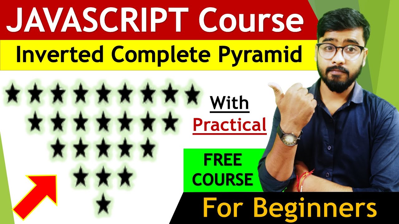 JavaScript Star Pattern Program| Inverted Complete Pyramid | JavaScript Tutorial