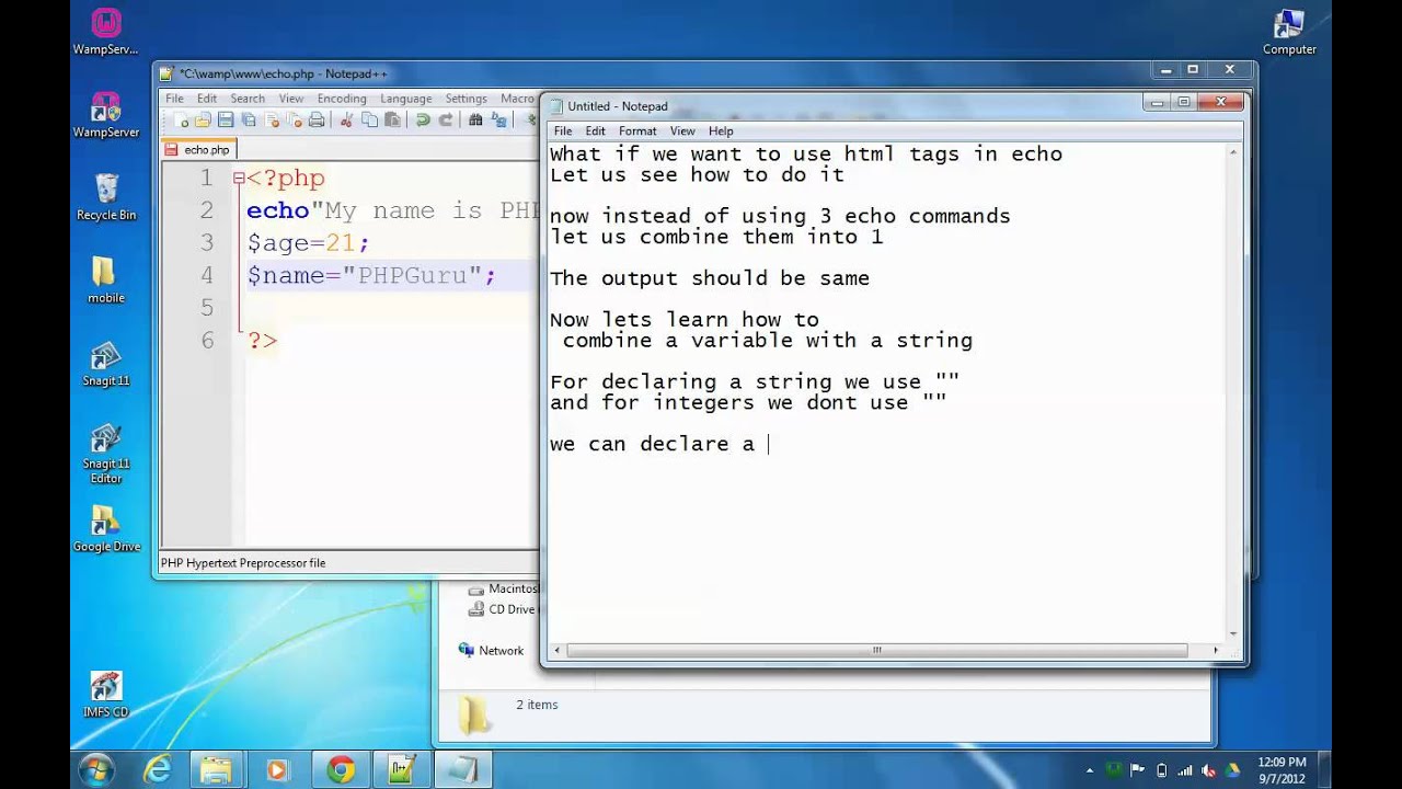 Basic PHP: html tags in echo command