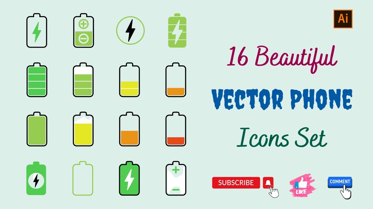 Design 16 Awesome Vector Phone Icons Set With Illustrator | Phone Icon Illustrator Tutorial For APP
