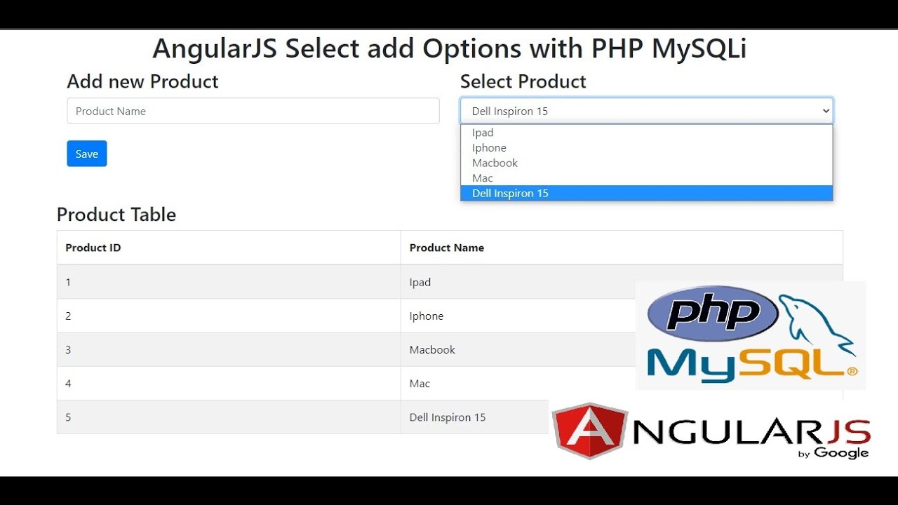 AngularJS Select add Options with PHP MySQLi